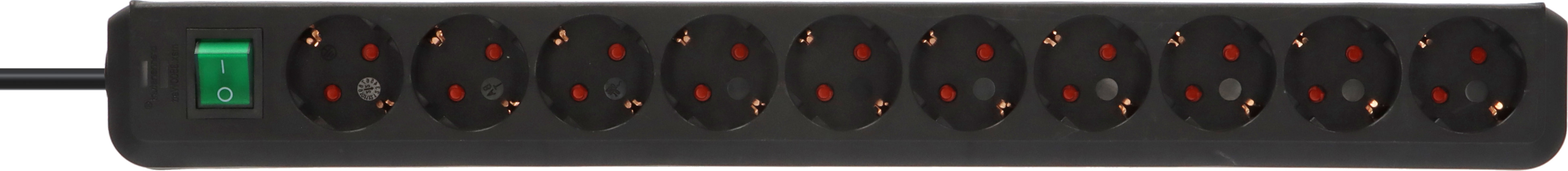 Eco-Line extension lead with switch 10-way black 3m H05VV-F 3G1,5 ...