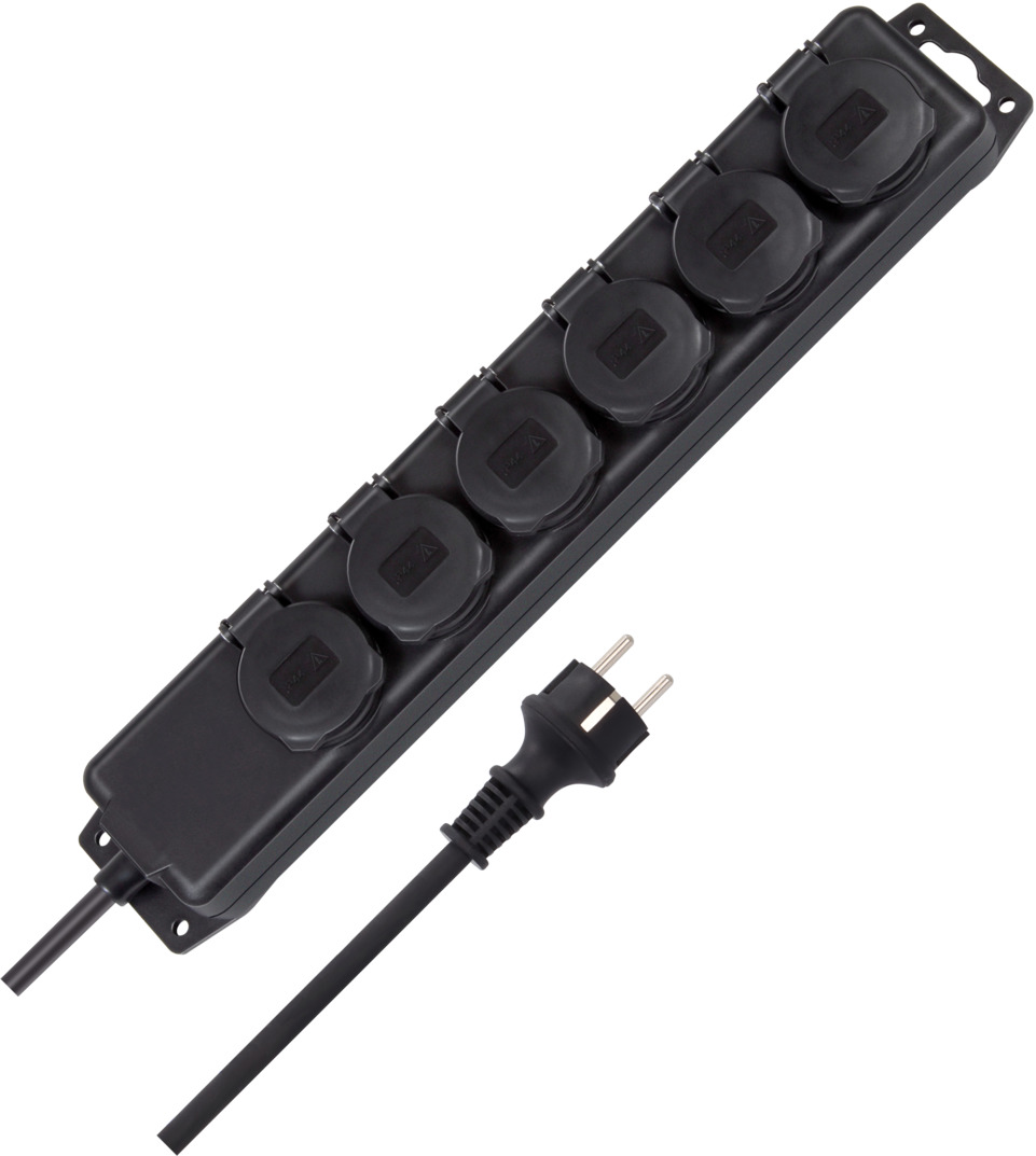 Extension Lead IP44 6-way black 2m H07RN-F 3G1,5 | brennenstuhl®