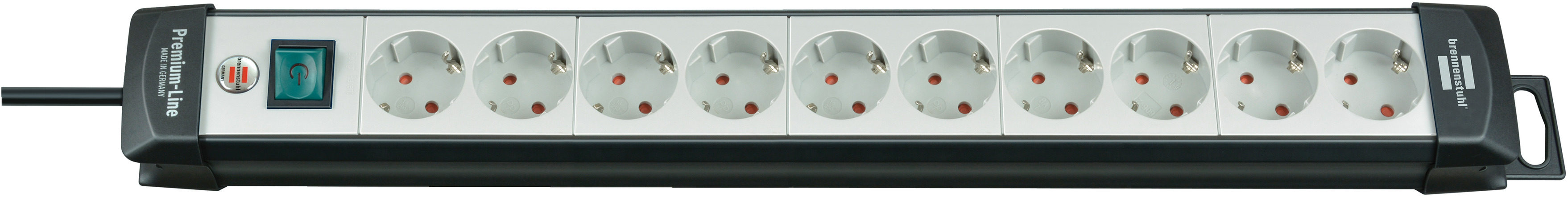 Premium-Line extension lead 10-way black/light grey 3m H05VV-F 3G1.5 ...