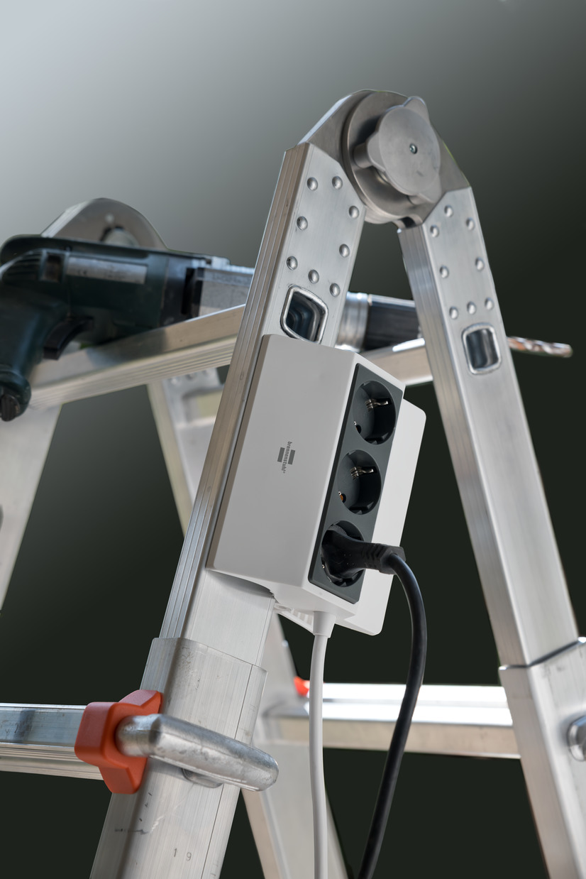 Clampable extension lead 3-way 3m H05VV-F 3G1.5 white/anthracite ...