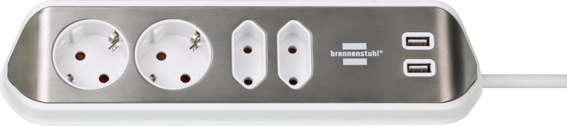 brennenstuhl®estilo corner socket strip with USB charging function 4-way 2x earthed sockets & 2x ...