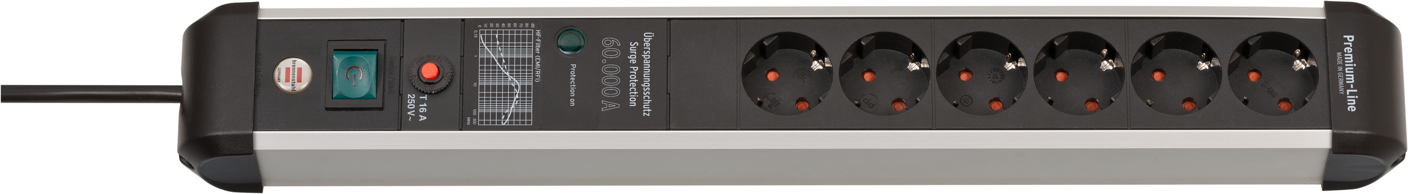 Premium-Protect-Line 60.000A extension lead with surge protection 6-way ...