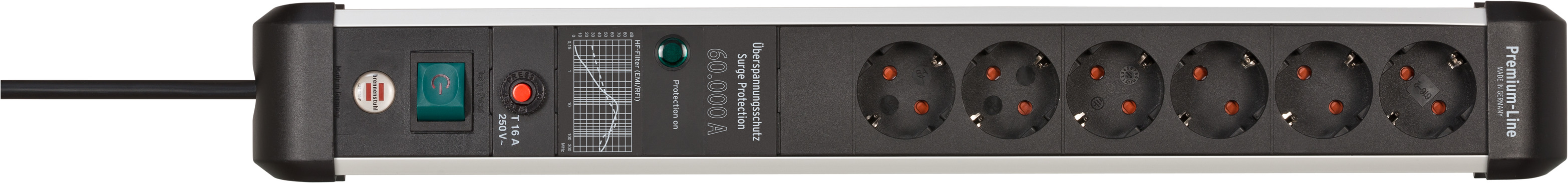 Premium-Protect-Line 60.000A extension lead with surge protection 6-way ...