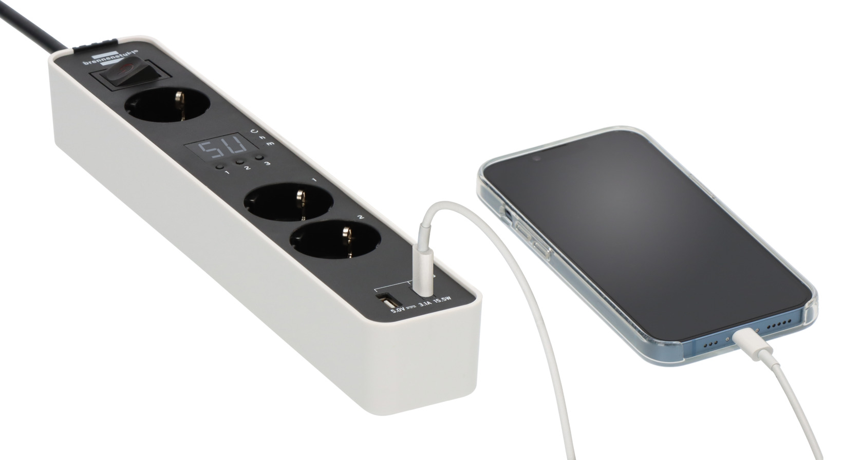 Ecolor Extension Lead 3-way with countdown timer, 2 USB charging ...