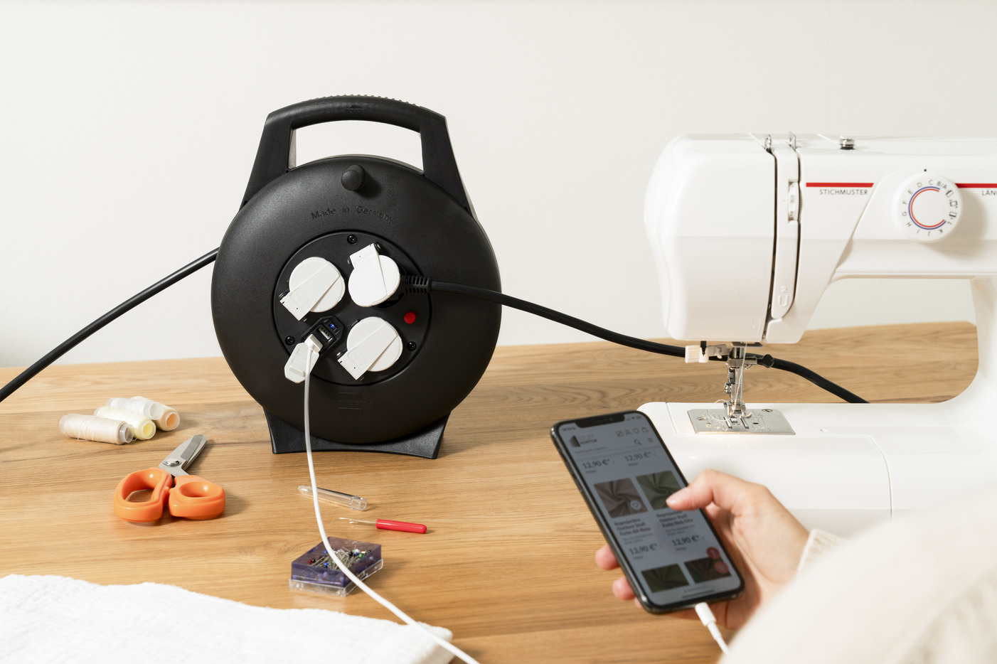 Vario-Line Cable Box VL2-X 3-fold with USB-Charger black 10m H05VV-F ...