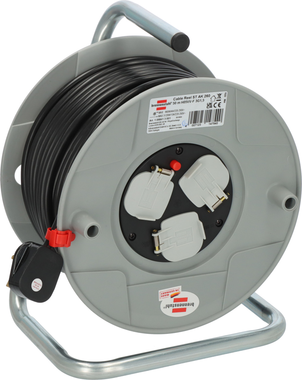 Standard AK 260 cable reel 50m H05VV-F 3G1,5 *GB* | brennenstuhl®