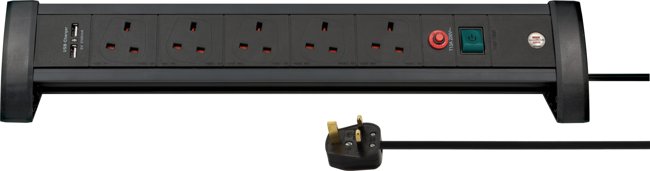 Premium-Office-Line FB 5 Extension Lead with USB-Charger and Safety ...